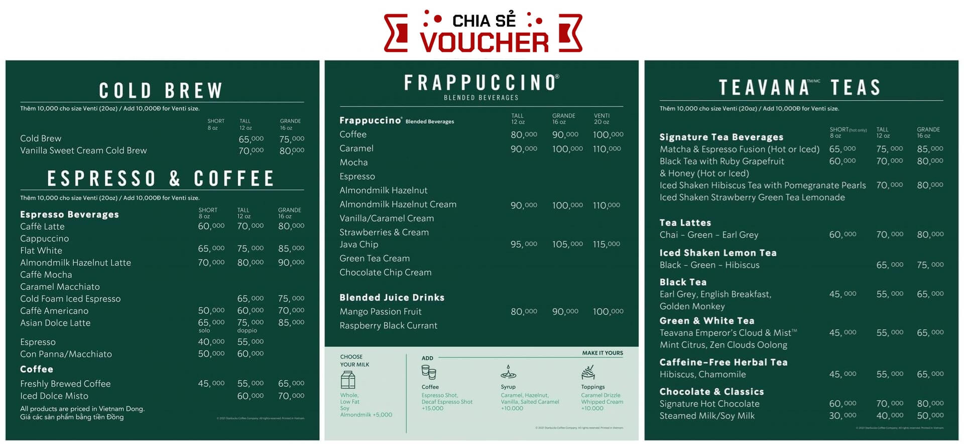[2026] Cập nhật Menu Starbucks mới nhất - Chia Sẻ Voucher
